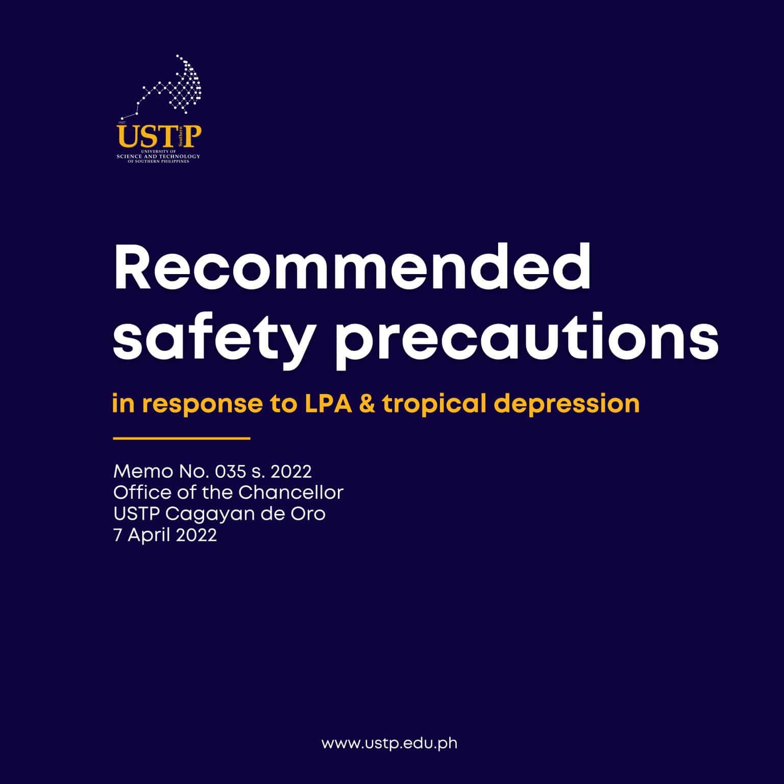 Recommended safety precautions in response to LPA & tropical ...
