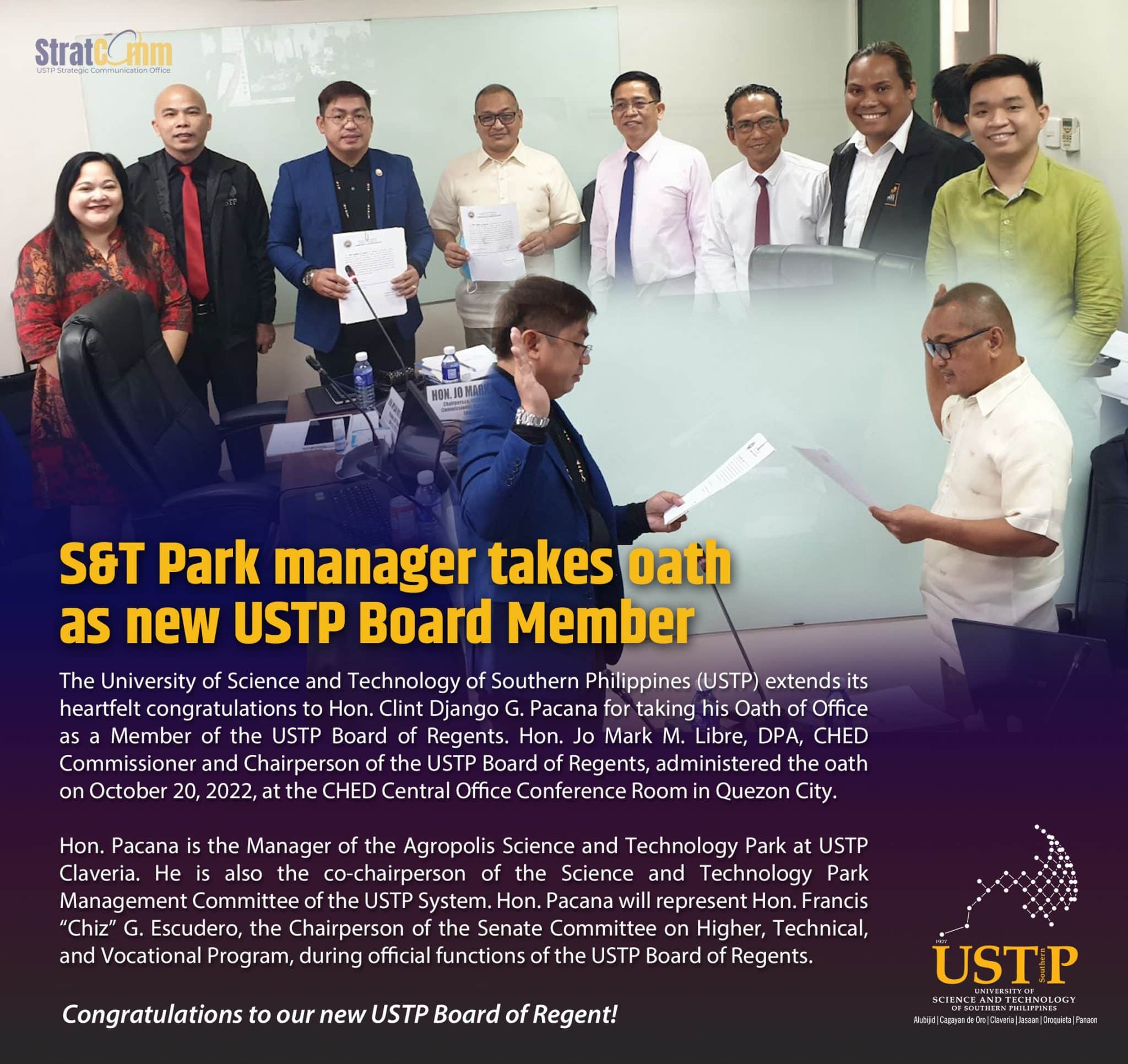 S&T Park manager takes oath as new USTP Board Member - University of ...