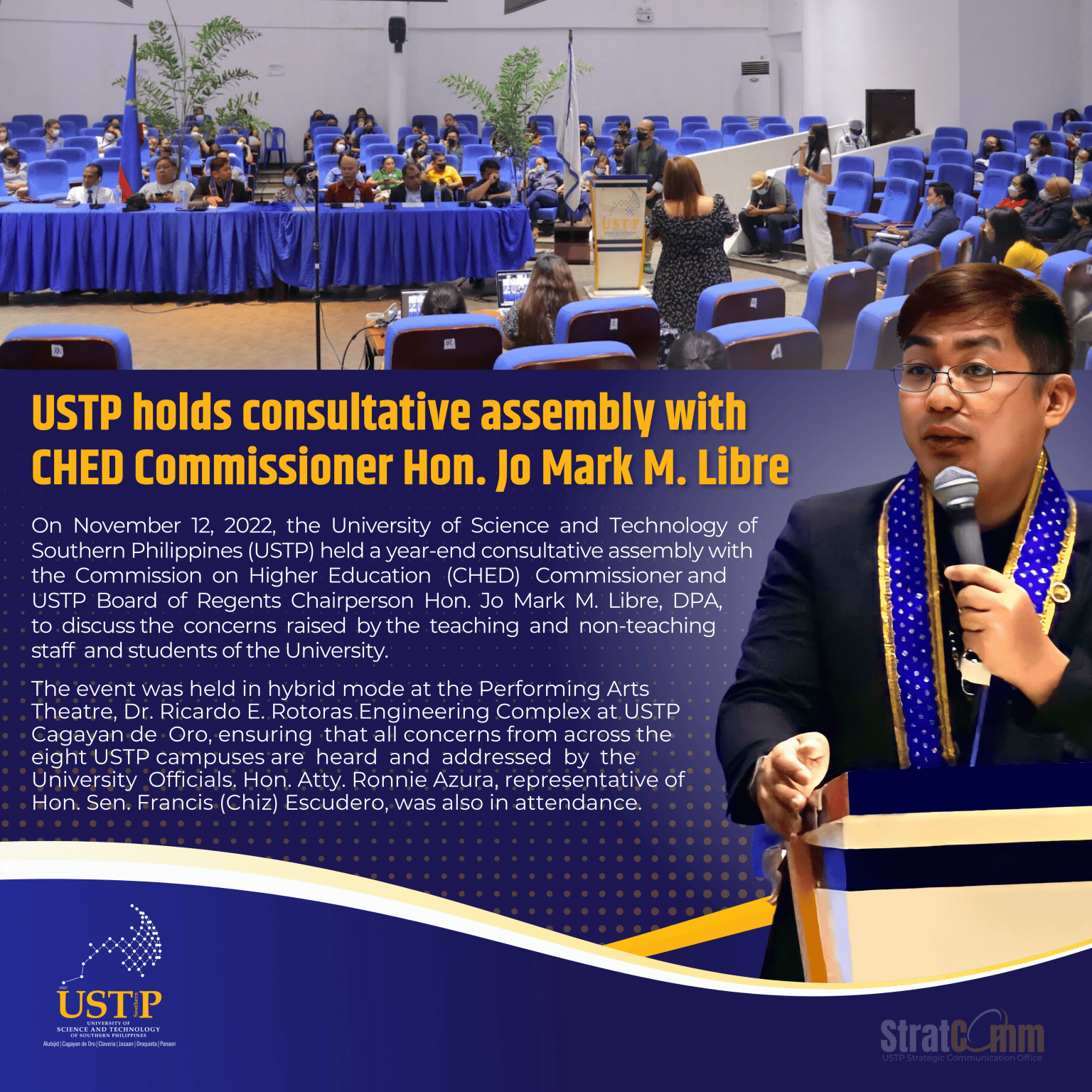 USTP holds consultative assembly with CHED Commissioner Hon. Jo Mark M. Libre - University of ...