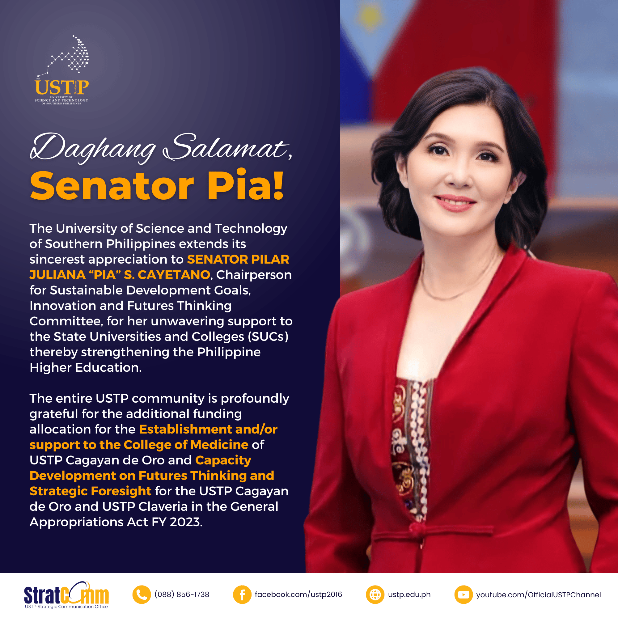 Daghang Salamat, Senator Pia - University of Science and Technology of ...
