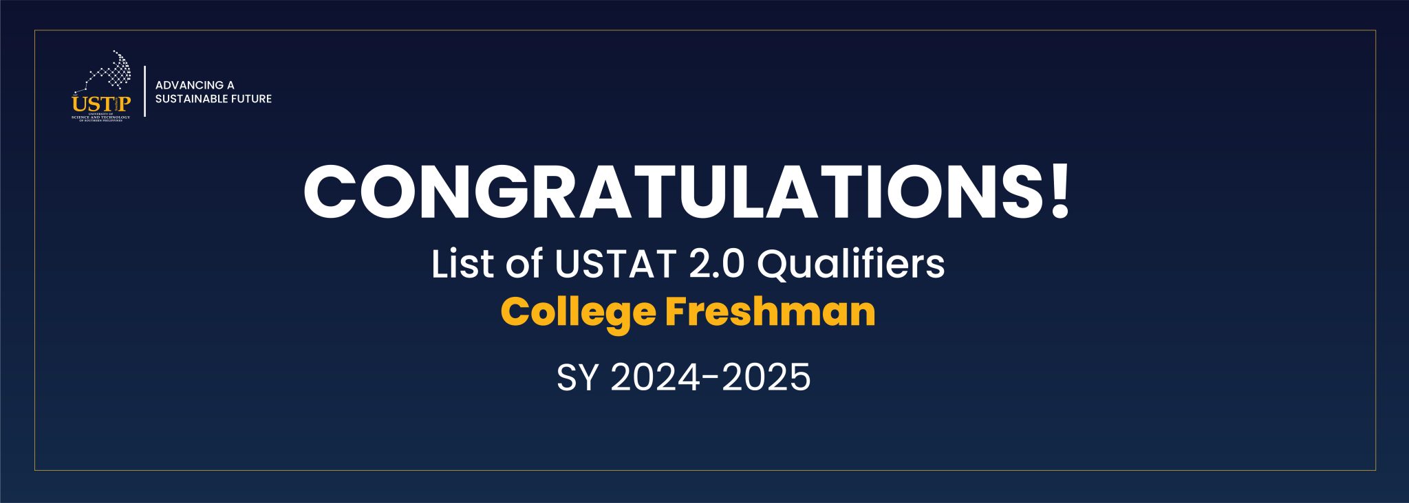 USTAT 2.0 Qualifiers SY 2024-2025 - University of Science and ...
