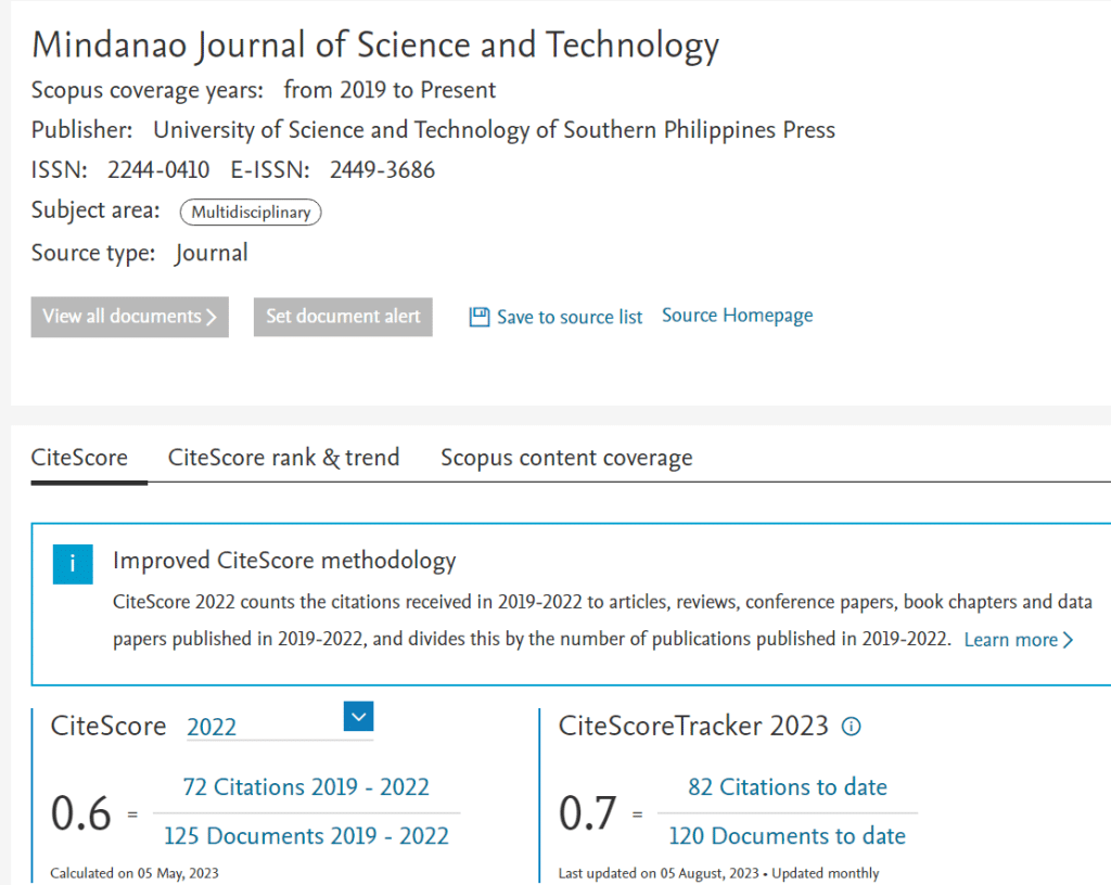 Mindanao Journal of Science and Technology (MJST) maintains presence in ...