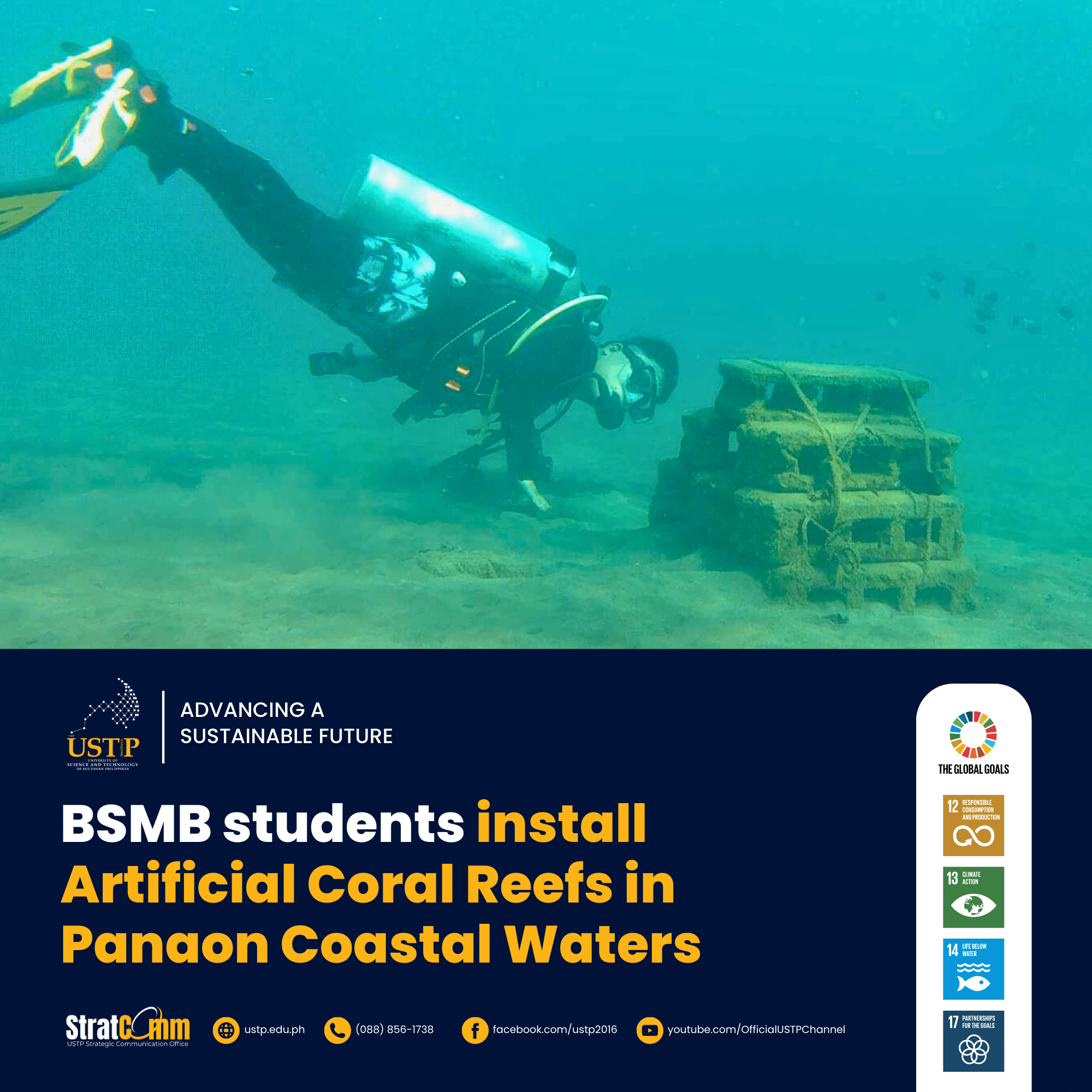 BSMB students install Artificial Coral Reefs in Panaon Coastal Waters - University of Science ...