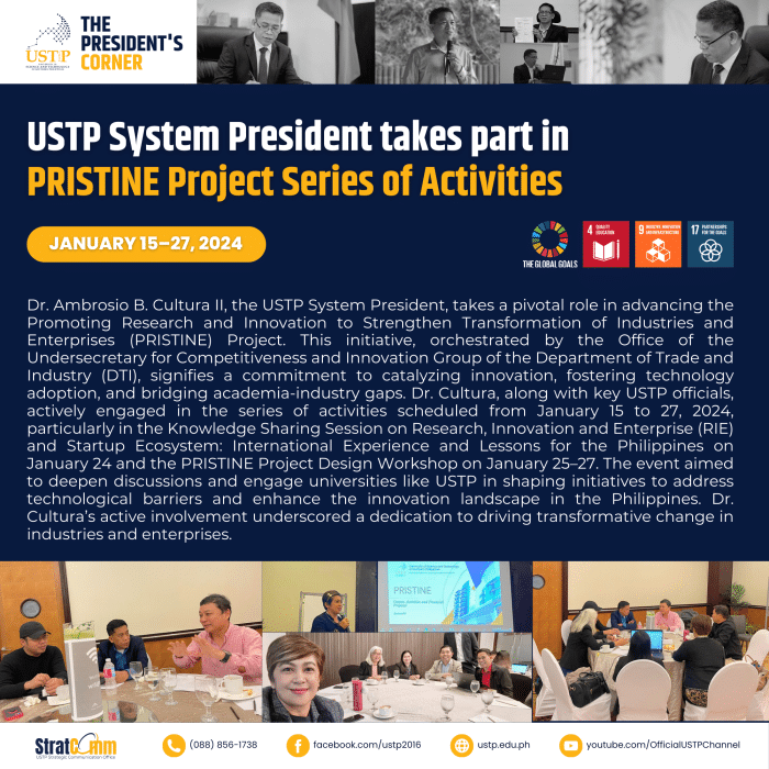 USTP System President takes part in PRISTINE Project Series of ...