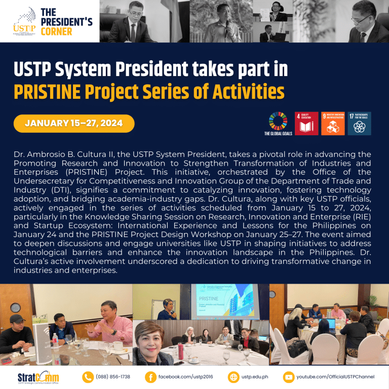 USTP System President takes part in PRISTINE Project Series of ...