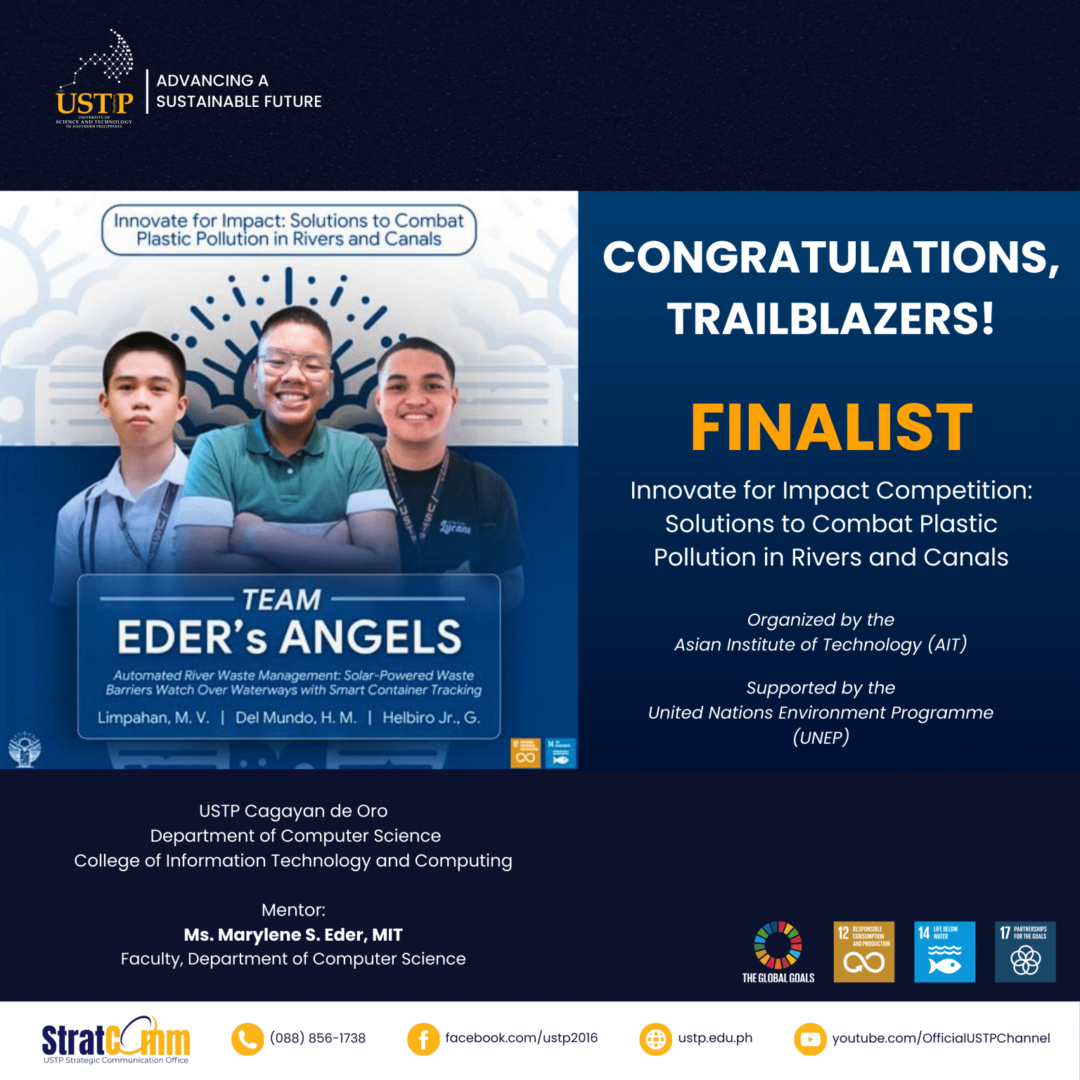 Congratulations, Team Eder's Angels! - University of Science and ...