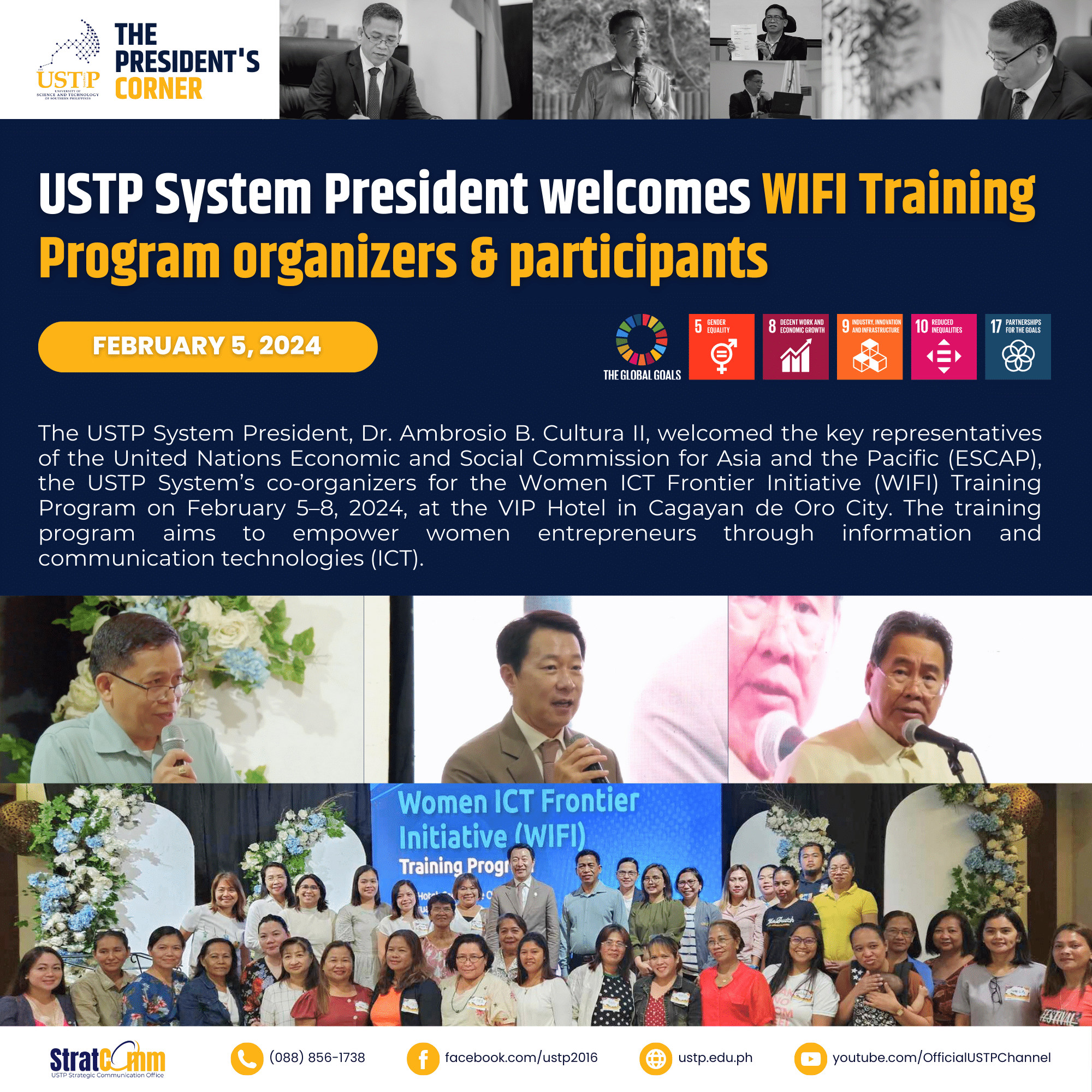 USTP System President welcomes WIFI Training Program organizers ...