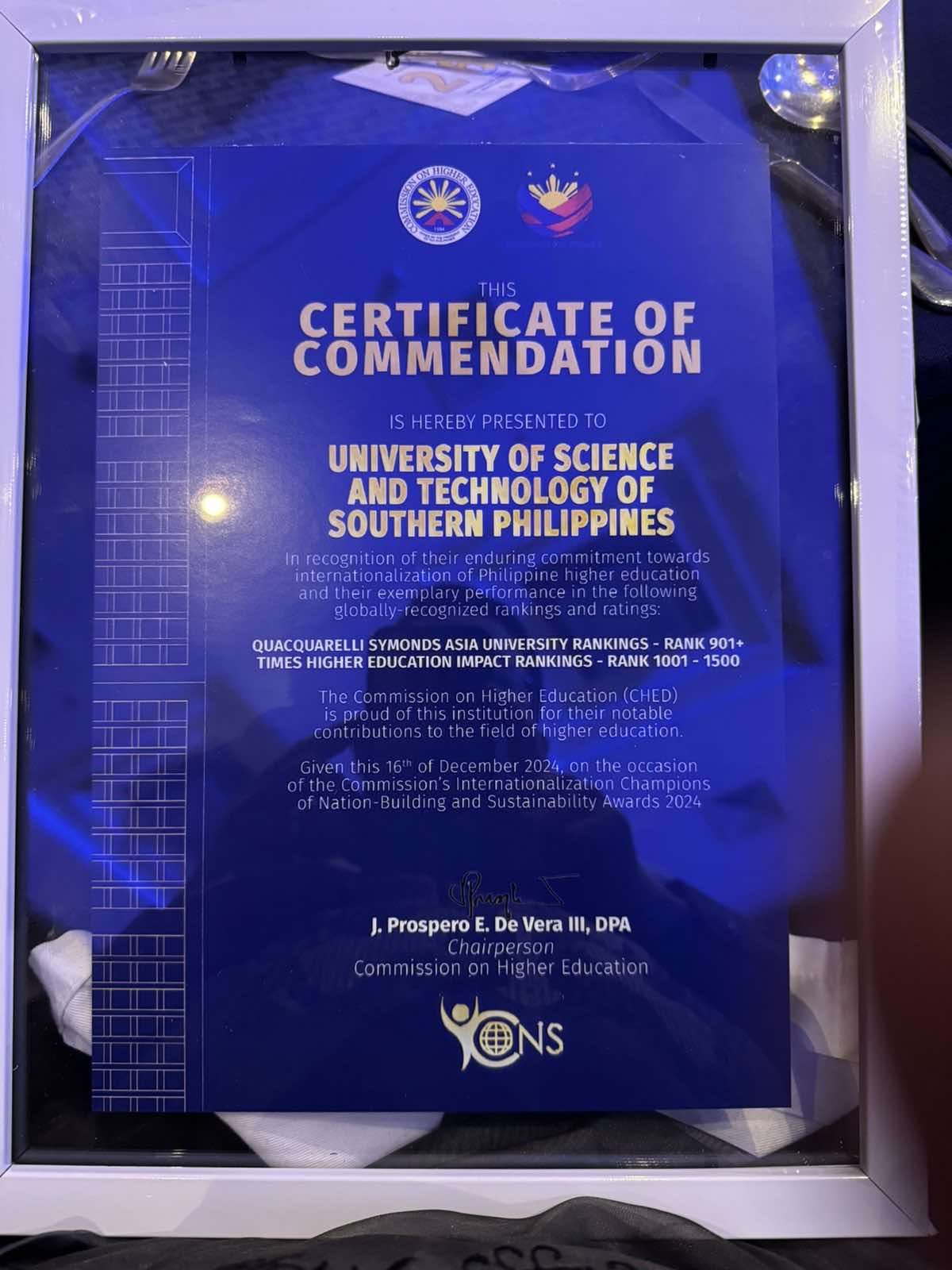 USTP receives CHED Certificate of Commendation for Internationalization ...