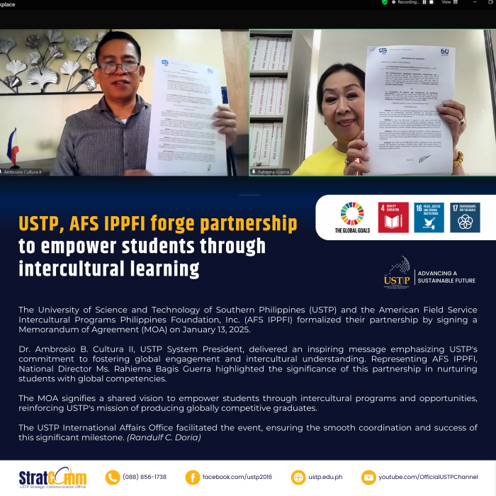USTP, AFS IPPFI forge partnership to empower students through intercultural learning ...