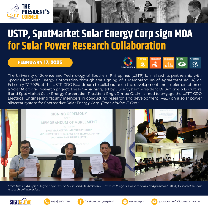 USTP, SpotMarket Solar Energy Corp sign MOA for Solar Power Research ...