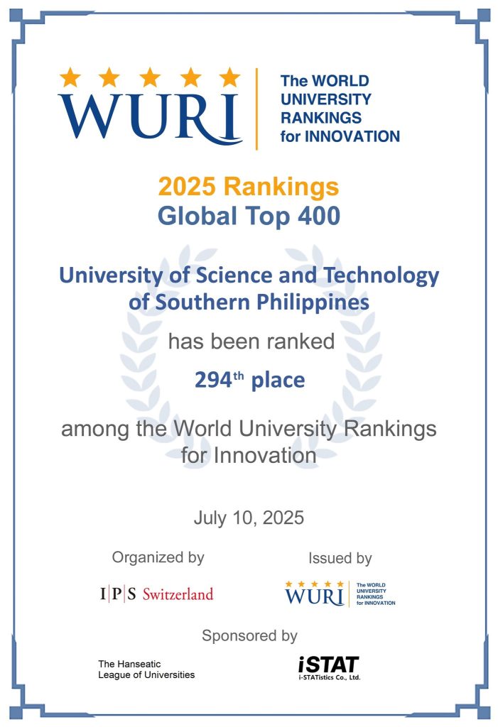 USTP secures spot in Global Top 400 Innovative Universities in WURI 2025 - University of Science ...