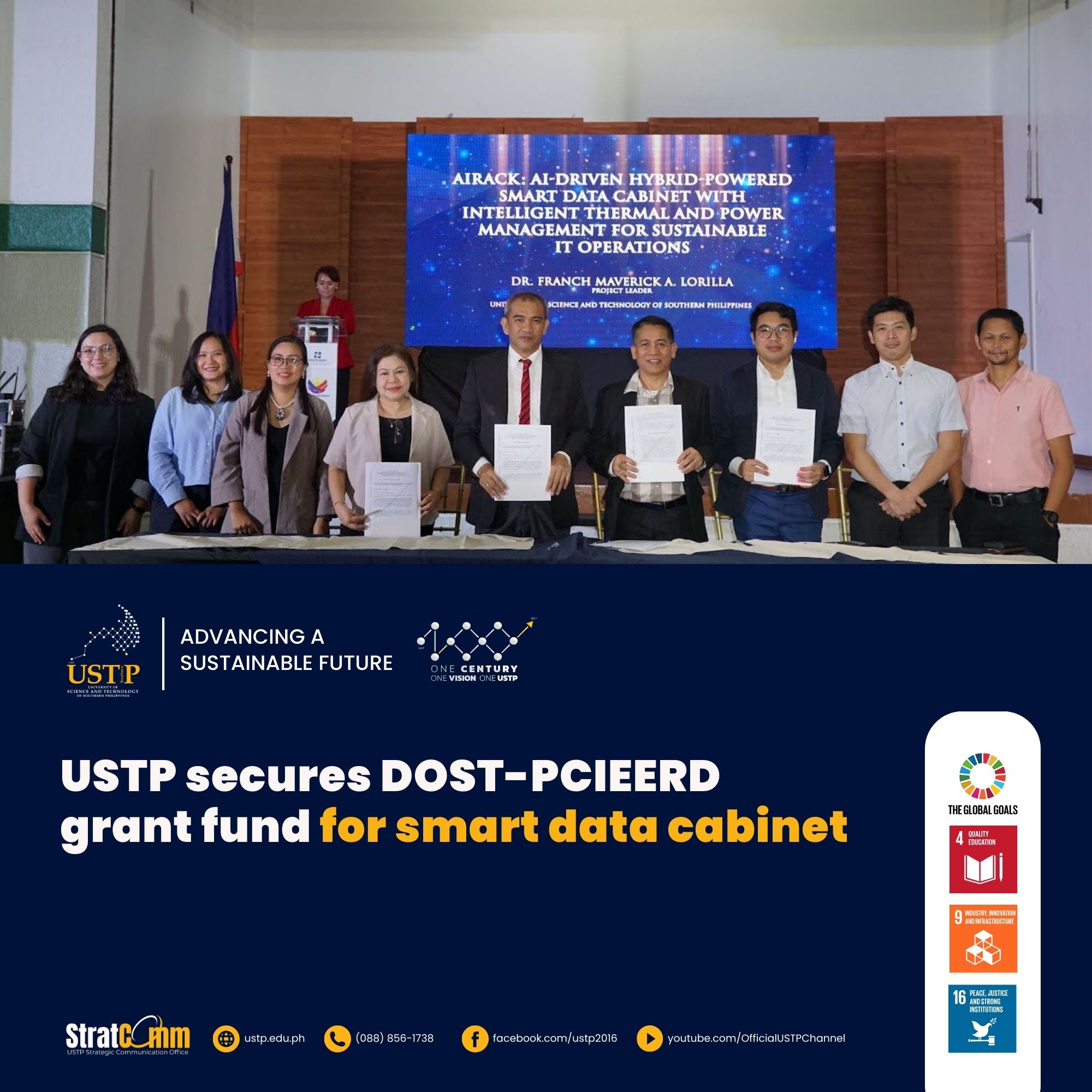 USTP secures DOST-PCIEERD grant fund for smart data cabinet ...