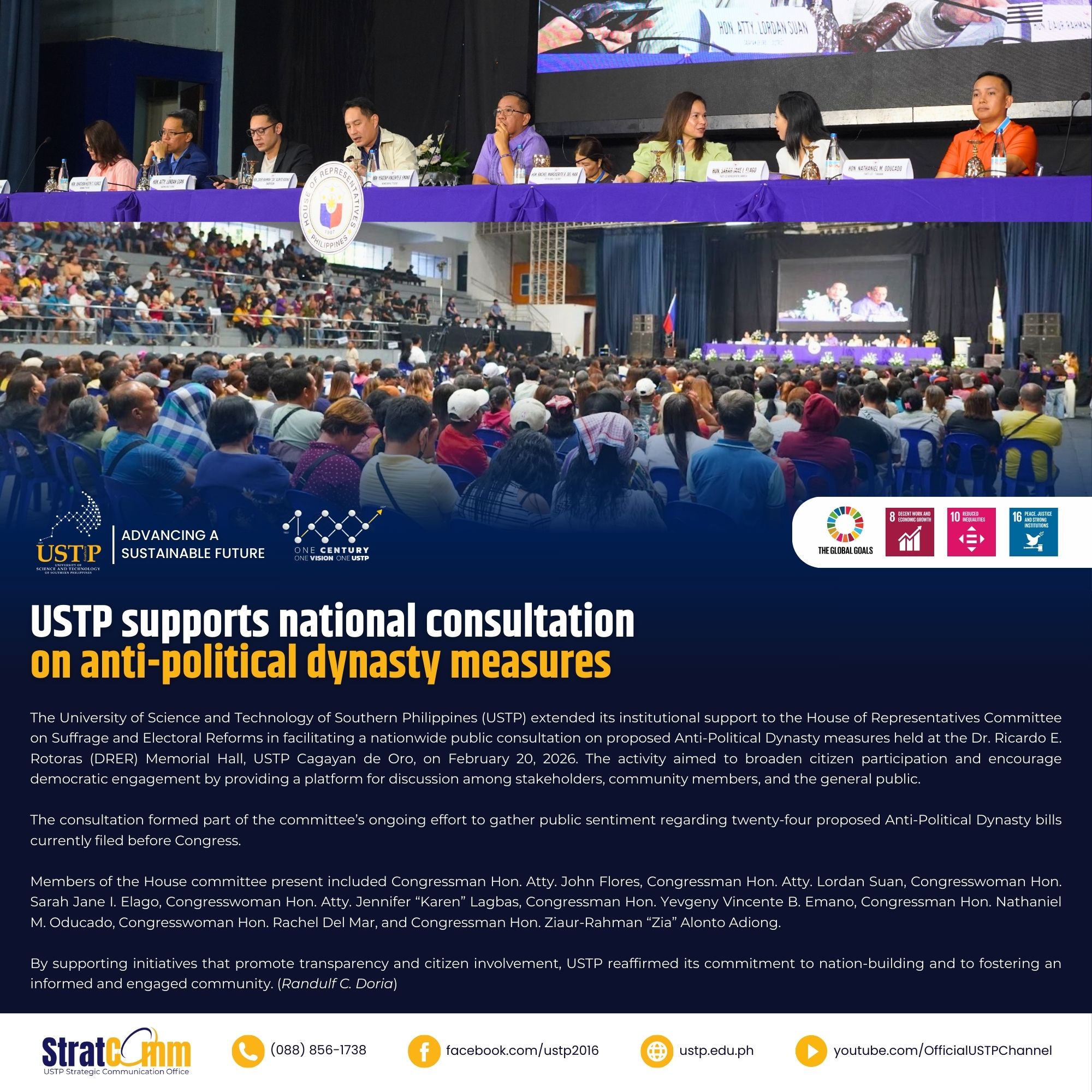 USTP supports national consultation on anti-political dynasty measures ...