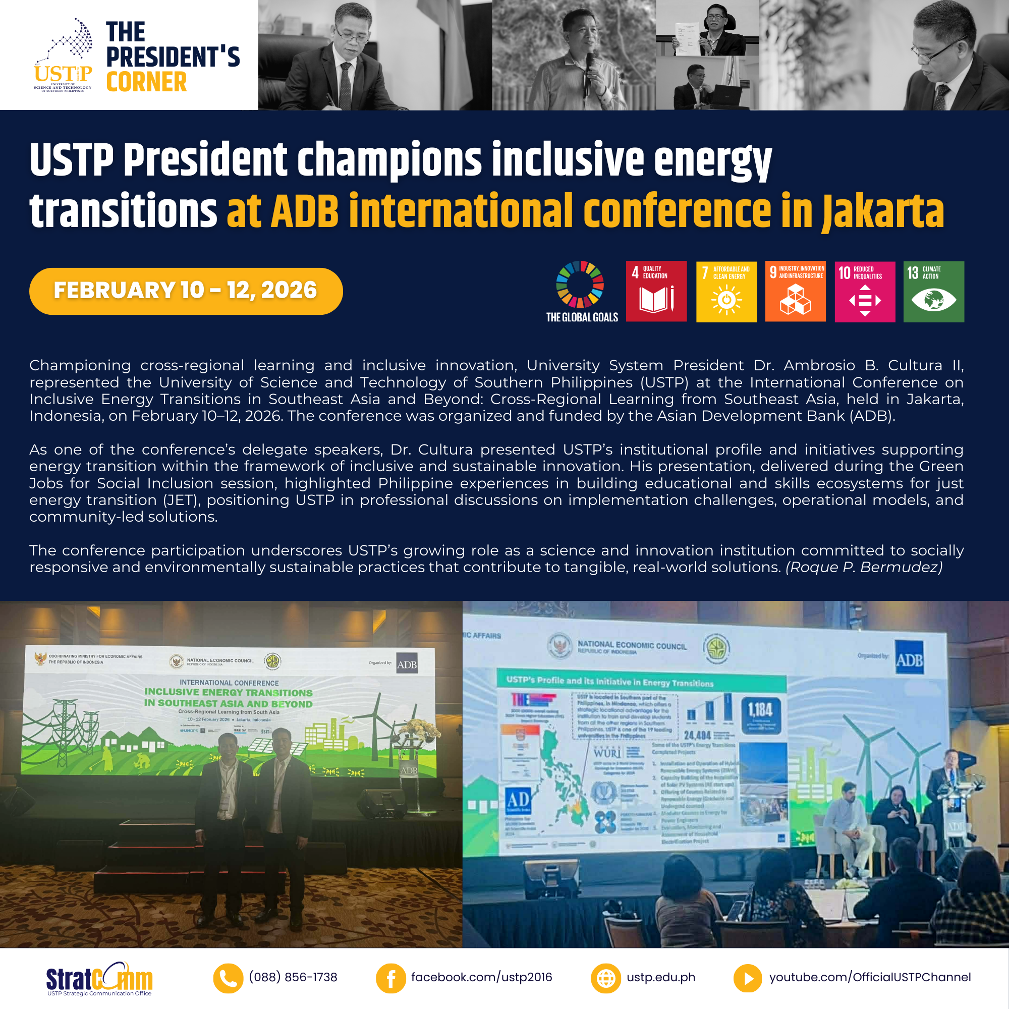 USTP President champions inclusive energy transitions at ADB ...